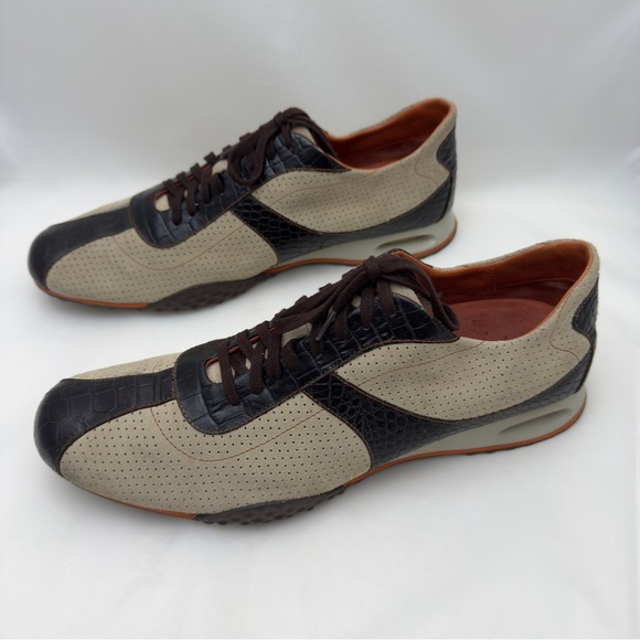 Cole Haan | Shoes | Taupe Black Leather Sneakers Preppy Croc Sz 5 Cole ...
